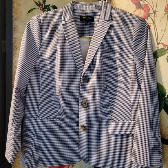 Talbots | Jackets & Coats | Talbots Petite Navy Gingham Jacket | Poshmark